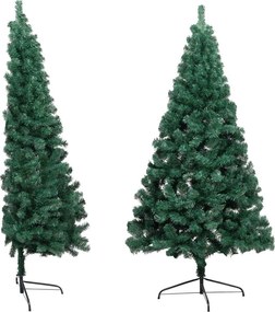 vidaXL Umělý vánoční půl stromek s LED a sadou koulí bílý 120 cm [3077649] Barva: zelená a zlatá