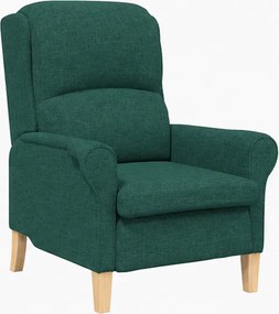 křeslo relaxační, odpočinkové, ušák, dřevo/textil, 101x95x75 cm, přírodní/tmavě zelená, Dekorino KR20260038
