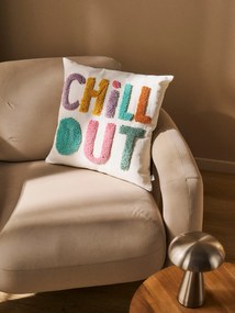 Sinsay - Povlak na polštář s nápisem „Chill Out“ - bílá