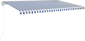Automatická zatahovací markýza 500 x 350 cm modrobílá 3069026