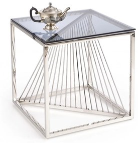 Konferenční stolek- INFINITY SQUARE- Rám - stříbrná/ Sklo - kouřové