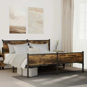 Kovový rám postele bez matrace kouřový dub 183 x 213 cm 3301388