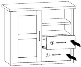 Komoda+přebalovací pult+regál Luca, dub/bělená pinie