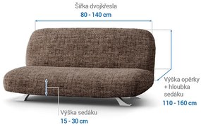 Bielastické potahy VITTORIA hnědá dvojkřeslo s dřevěnými rukojeťmi (š. 80 -140 cm)