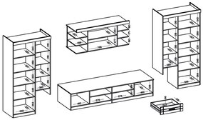 FALCO Bytová stěna Parker Odstín: Dub sonoma/bílá