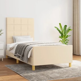 Rám postele bez matrací krémově 90x190 cm textil 3125022