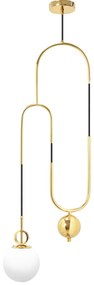 Toolight Skleněná závěsná stropní lampa kovová koule bílé zlato APP482-1CP