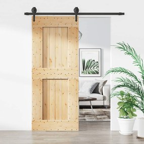 Posuvné Dveře S Kováním 85 X 210 Cm Masivní Borové Dřevo