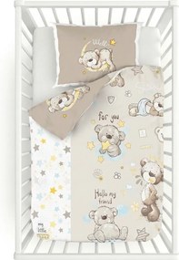 Kvalitex Bavlněné povlečení do dětské postýlky Medvídek béžový 1x 90/135, 1x 40/60cm