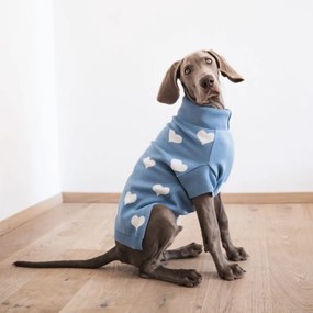 Lou and Co. Pletený svetr pro psa se srdíčky Blue sky (Lou and Co. Pletený svetr pro psa se srdíčky Blue sky)