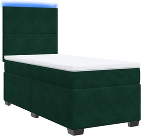 Box spring postel s matrací tmavě zelená 100x200 cm samet 3293131