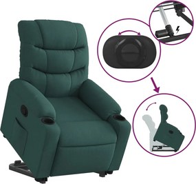 Zvedací polohovací křeslo tmavě zelené textil 3206651