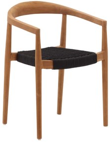 OnaDnes -20% Teaková zahradní židle Kave Home Ydalia s tmavým pleteným sedákem