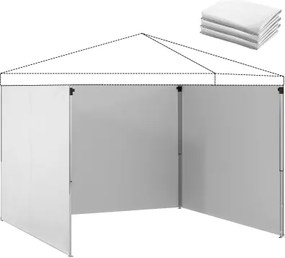 Outsunny 3 boční stěny pro pavilony 3x3 m 300x200 cm, náhradní boční stěny z oxfordské tkaniny se zipem, bílé