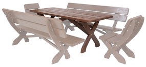 Drewmax MO112 stůl - Zahradní stůl z masivního smrkového dřeva 200x90x72cm - Ořech