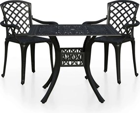 3dílný bistro set litý hliník černý 3070587