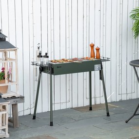 Outsunny Surový Gril z Nerezové Oceli BBQ Kouřák s Grilovací Mřížkou, Zahradní Gril pro BBQ Kempování, Terasu, Zahradu 94 x 39 x 70 cm