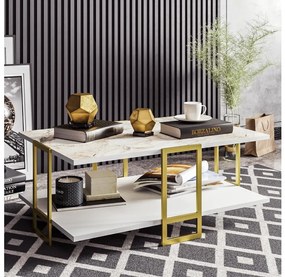 Asir | Konferenční stolek POLKA 36,6x91,5 cm zlatá/bílá | AS0614