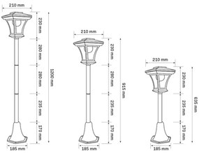 LED Solární lampa TIRANA LED/1,6W/1,2V 600 mAh IP44 černá