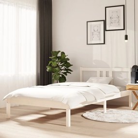 Rám postele bílý masivní dřevo 100 x 200 cm - Default Title