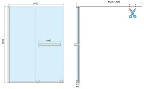 Posuvná vanová zástěna REA FABIAN 100 cm, zlatá kartáčovaná/transparent