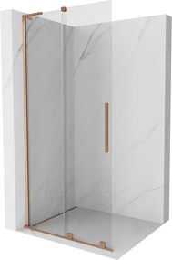Mexen Velar L, posuvná sprchová zástěna Walk-in 100 x 200 cm, 8mm čiré sklo, měděná matná, 871-100-003-03-65