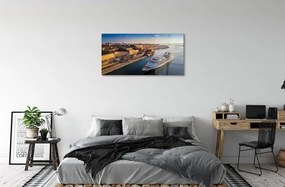 akrylový obraz Loď sea city sky 100x50 cm
