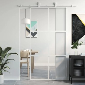 Posuvné dveře bílé 102,5 x 205 cm tvrzené sklo a hliník - Default Title