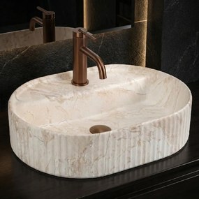 Rea Marcela Saturn, umyvadlo na desku 500×360×135 mm, béžová matná-imitace kamene, REA-U3515