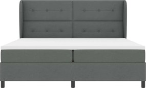 Postel s boxspringem s čelo Tmavě šedá 200 x 200 cm textil 3340586