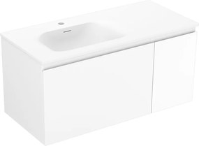 Mexen Orio, koupelnová skříňka 90 cm s umyvadlem Vela levá, 1S, 1D, bílá matná, 91A13-09047-3-BBFF01-W23L01