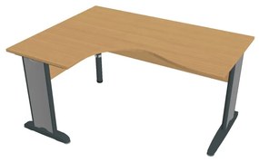 Stůl ergo vlna pravý 160×120/80 cm - Hobis Cross CE 2005 P Dekor stolové desky: buk, Dekor lamino podnože: buk, Barva nohou: černá