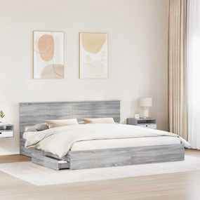 Postel s úložným prostorem se zásuvkou Šedá Sonoma 200 x 200 cm 3410768