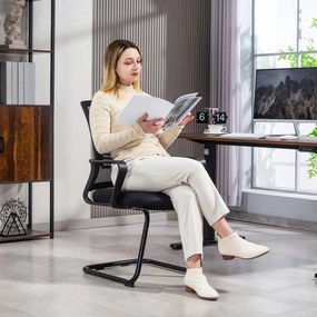 HOMCOM Křeslo do Kanceláře s Mřížkovaným Potahem, Ergonomické Křeslo na Schůzky s Kluznou Podlahou, pro Zasedací Místnost, Ložnici, Čekárnu, Recepce,…
