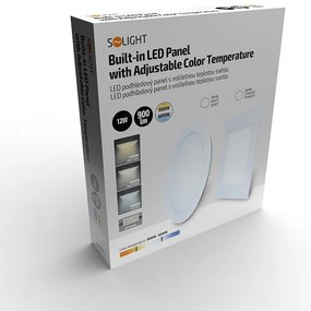 Solight LED mini panel CCT, podhledový, 12W, 900lm, 3000K, 4000K, 6000K, kulatý