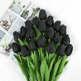 Bytová dekorace - kytice umělých tulipánů Balení: 5 ks, Barvy: K21 ČERNÁ