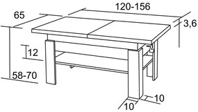 Konferenční stůl Radim 65×120-156 přírodní