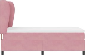 Postel s boxspringem s čelo Růžová 190 x 90 cm samet 3340909