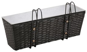 Balkonové závěsné ratanové truhlíky sada 2 ks, 50 cm, černé,  41086