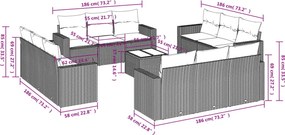 13dílná zahradní sedací souprava s poduškami šedá polyratan 3251117