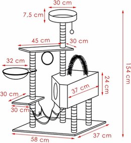 Škrabadlo pro kočky - Domeček Lux 7 pater 154 cm SPRINGOS PA1044