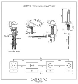 CERANO - Vanová stojánková souprava Vespa - chrom