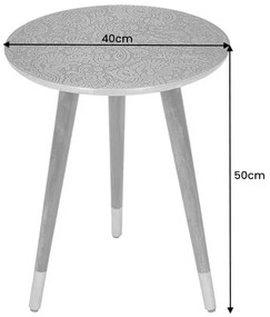 Designový odkládací stolek Hadelinde 50 cm antik stříbrný