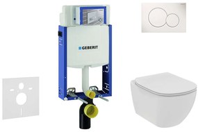 Geberit Kombifix - Set předstěnové instalace, klozetu a sedátka Ideal Standard Tesi, tlačítka Sigma01, Rimless, SoftClose, alpská bílá 110.302.00.5 NE1