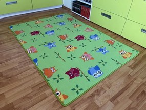 Vopi | Dětský koberec Sovička 5261 zelená - 1 m2 Sovička 5261 zelená S OBŠITÍM