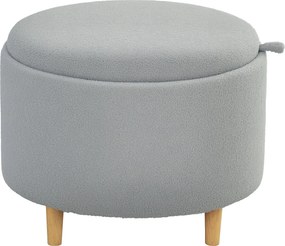 HOMCOM Úložný taburet s úložným prostorem, kulatý potahovaný taburet s sklápěcím víkem, dřevěné nohy, moderní design, do obývacího pokoje, ložnice, š…