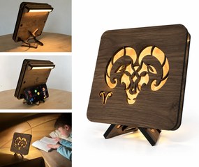 Li-Go Znamení "Beran" lampa 19x19 cm provedení povrchu: ořech