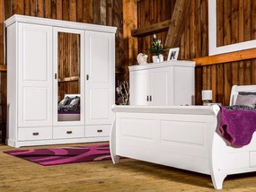 Bílý nábytek Šatní skříň 2D Toskania se zásuvkami, bílá, masiv, borovice, TAHOMA