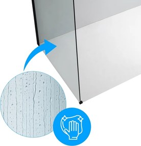 BPS-koupelny 2-dílná sprchová zástěna Walk-in HYD-SH07-D-BL 100x70, černá mat/transparent - bez vaničky