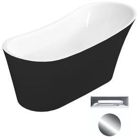 Besco Akrylátová volně stojící vana Calima BW Matt 170x74 Barva: Bílá/černá, Rozměry (cm): 170x74, Typ a barva výpustě: Click-Clack s přepadem, černá